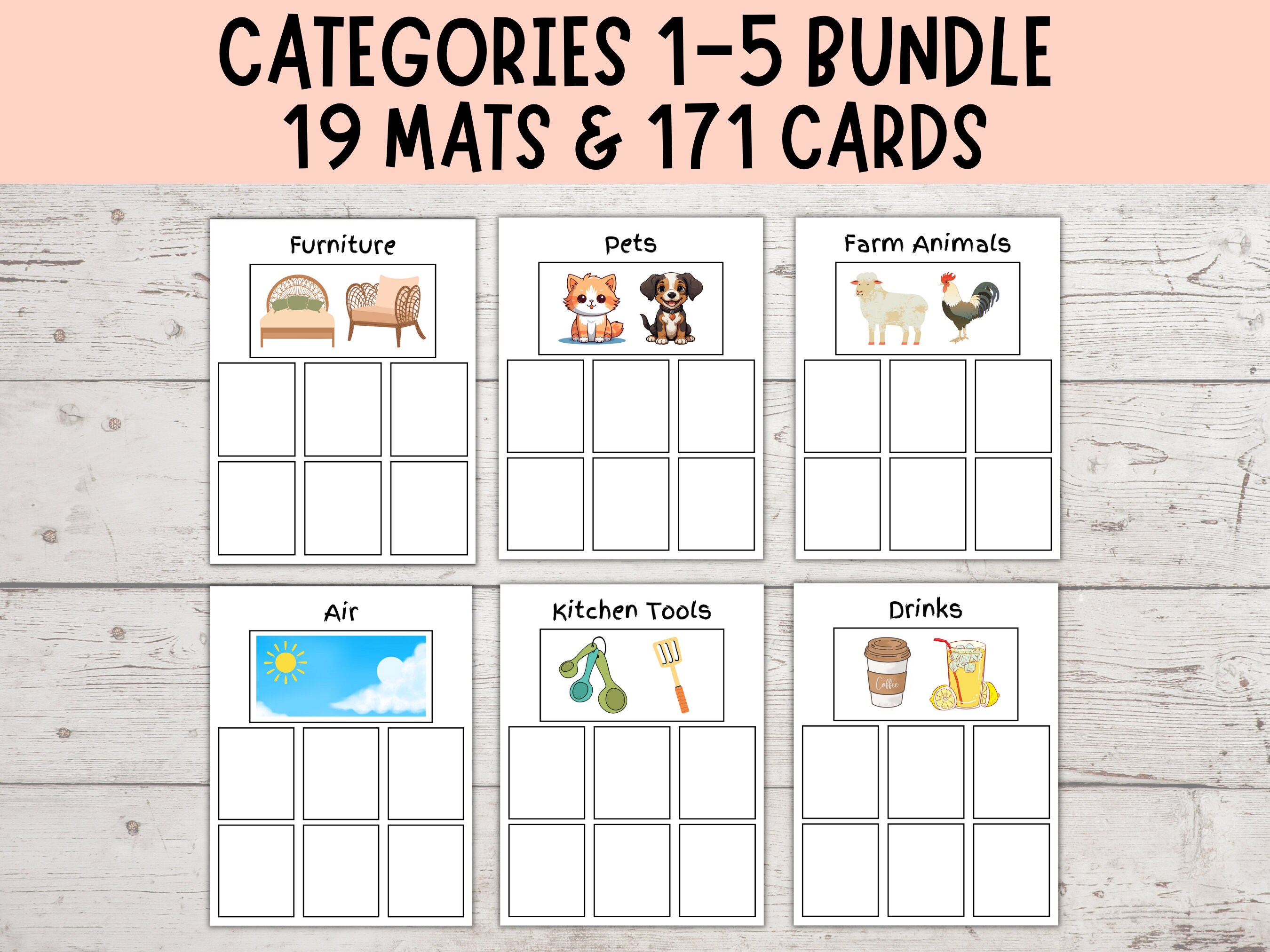 Category Sorting Bundle 1-5, Speech Therapy, Sorting Objects Into ...
