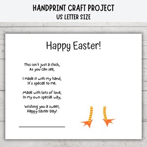 Easter Chick Handprint Craft, Spring Easter Handprint Template, Easter ...