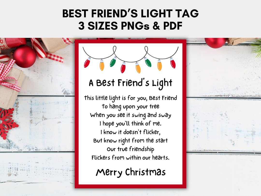 A Best Friends Light Card Tag in 3 Sizes, Christmas Tags, Printable ...