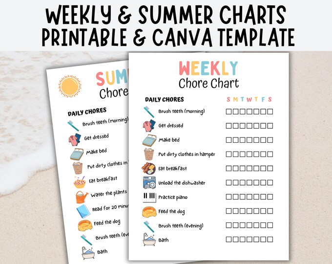 Summer Planner Bundle for Kids, Printable Editable Canva Templates ...