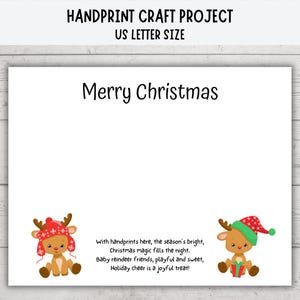 Reindeer Handprint Craft, Merry Christmas Handprint Template, Christmas ...