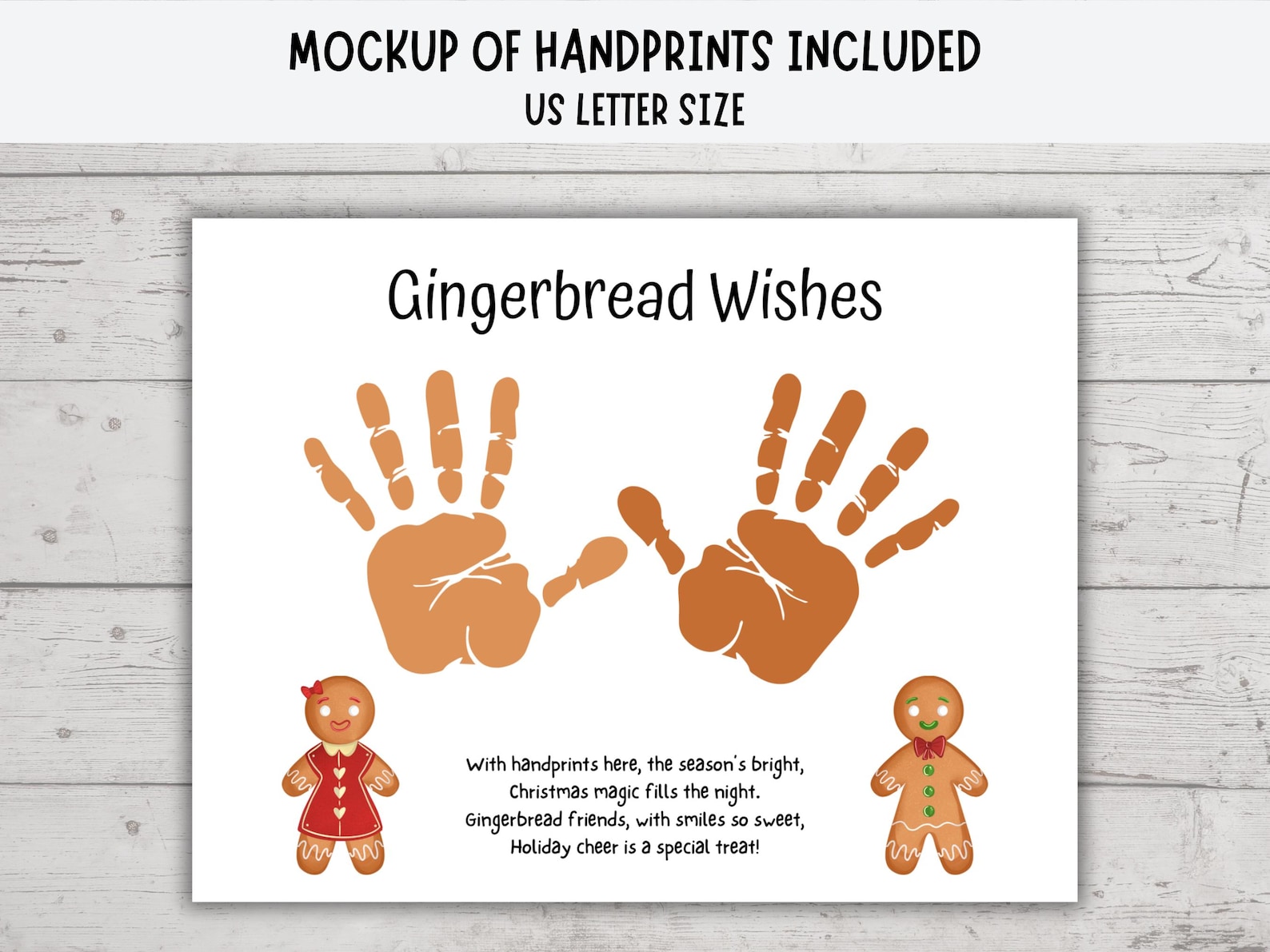 Christmas Handprint Craft, Gingerbread Handprint Template, Merry ...