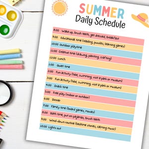 Summer Daily Schedule for Kids, Summer Schedule Printable Editable ...