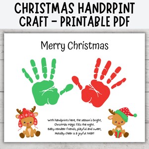 Reindeer Handprint Craft, Merry Christmas Handprint Template, Christmas ...