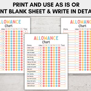 Allowance Chart for Kids, Reward Bucks Printable, Reward Chart ...