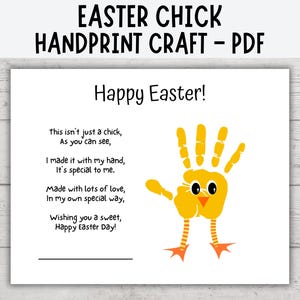 Easter Chick Handprint Craft, Spring Easter Handprint Template, Easter ...
