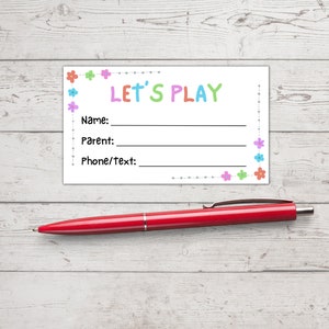 Playdate Cards, Printable Playdate Cards for Kids, Play Date Calling ...