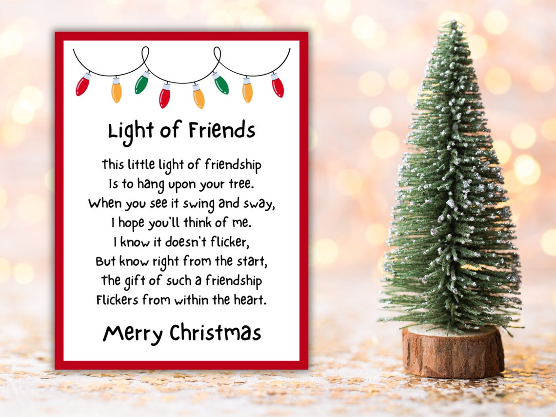 Light of Friendship Card/tag in 3 Sizes, Christmas Tags, Printable Card ...