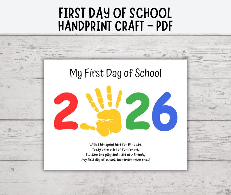 First Day of School Handprint Craft, 2026, Back to School Handprint Art ...