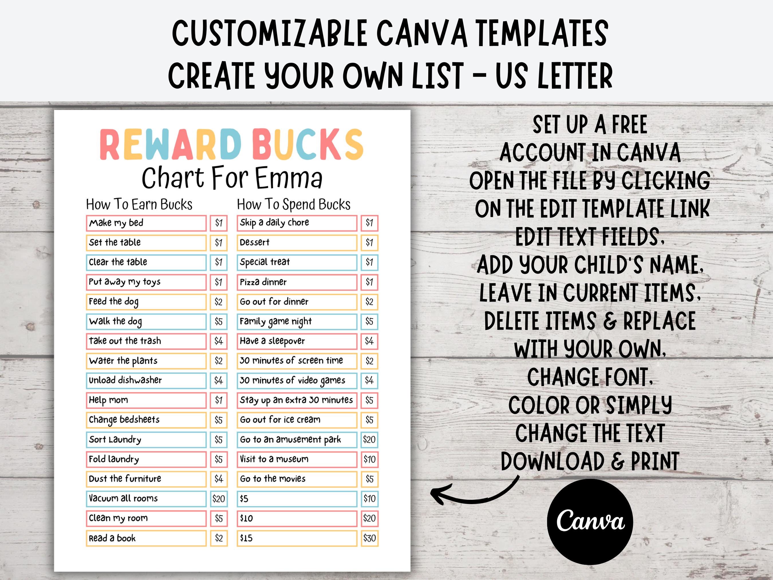 Reward Bucks for Kids, Reward Bucks Printable, Reward Chart, Good ...