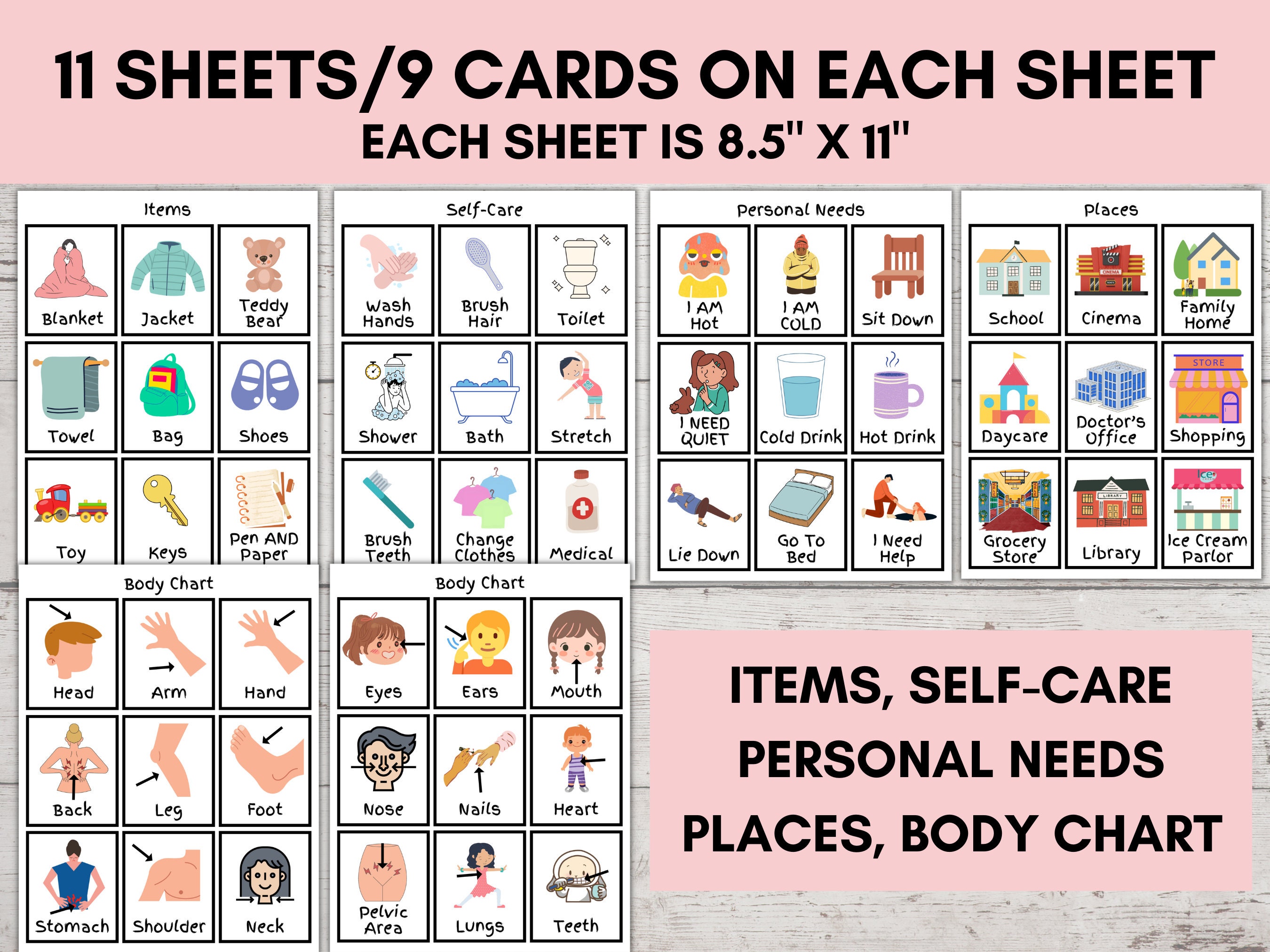 Nonverbal Communication Cards, Visual Board, Flash Cards Special Needs ...
