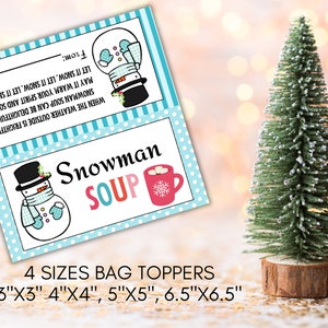 Snowman Soup Bag Topper, Christmas Treat Bag Topper, Christmas ...