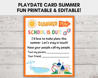 PRINTABLE End of Year Keep in Touch Cards, Kids Calling Cards, Play ...