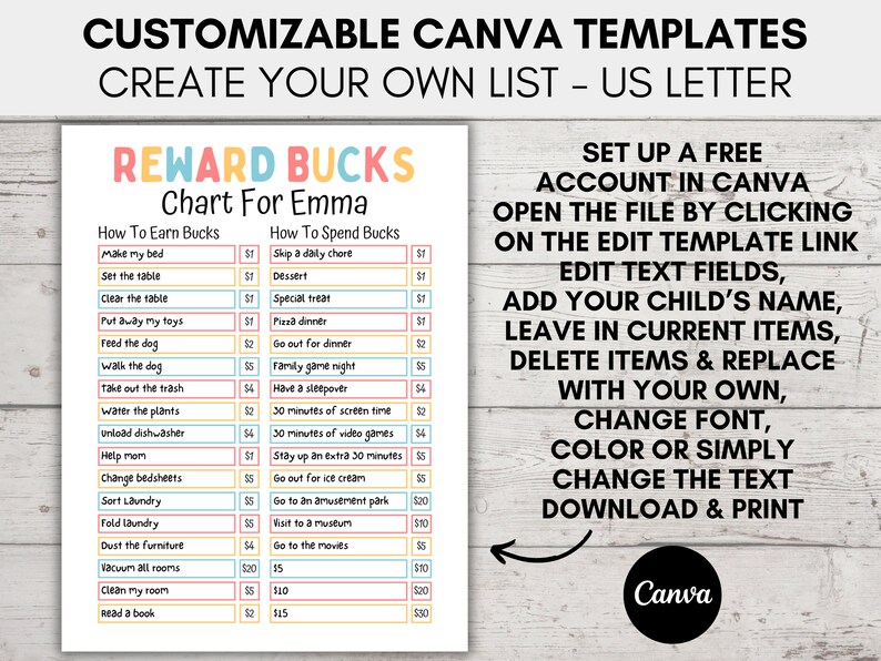 Reward Bucks for Kids, Reward Bucks Printable, Reward Chart, Good ...