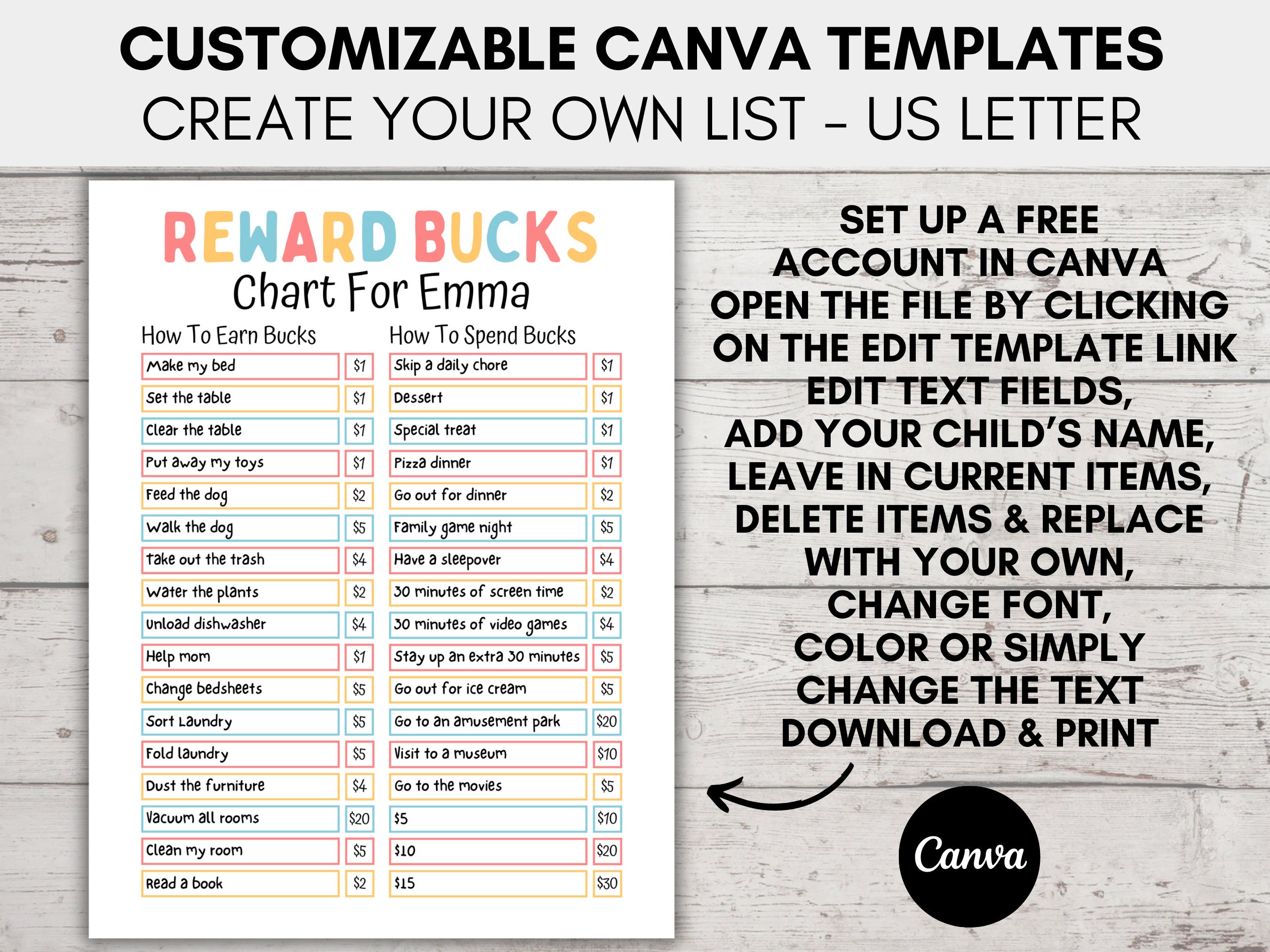 Reward Bucks for Kids, Reward Bucks Printable, Reward Chart, Good ...