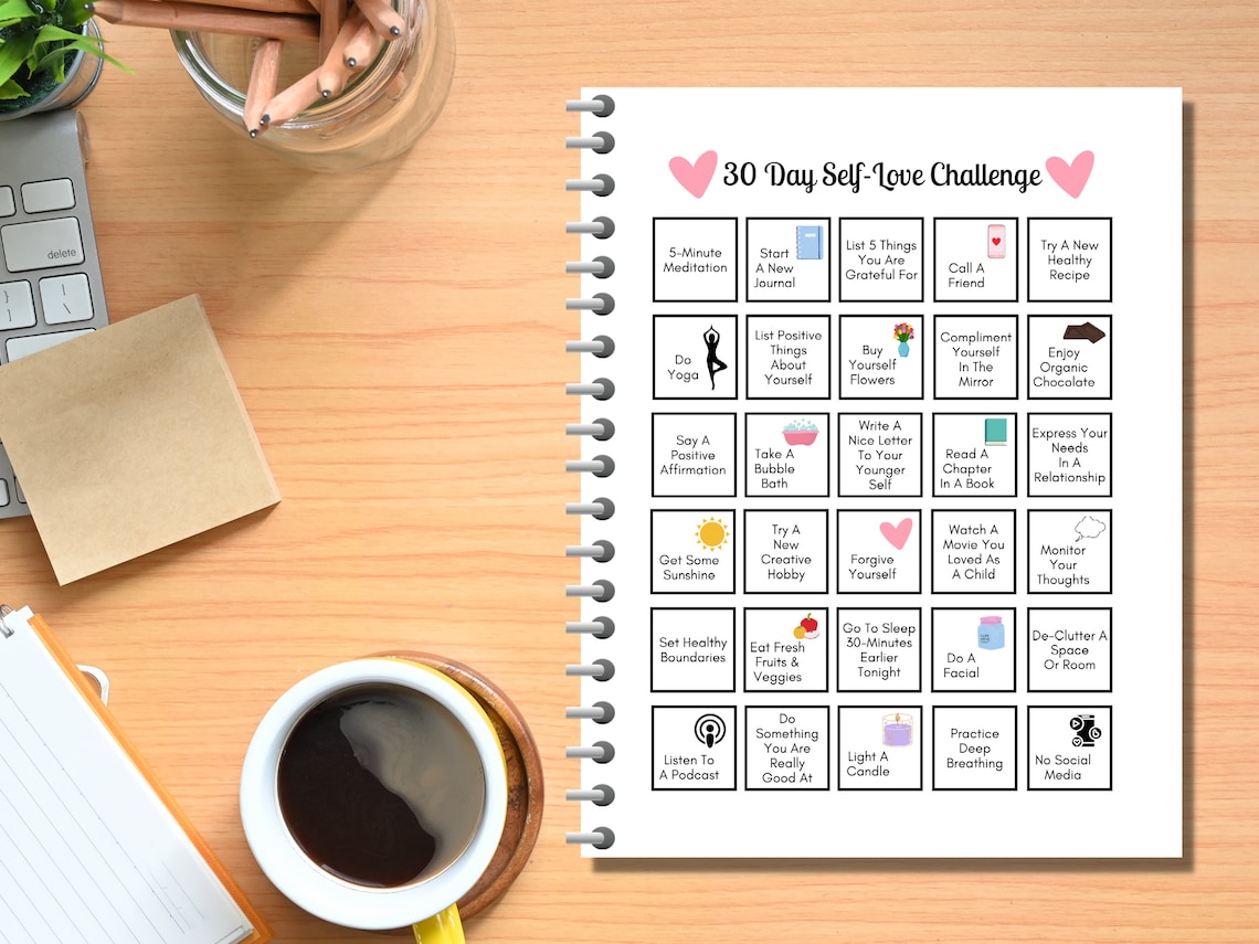 30 Day Self-love Challenge Printable PDF, Self Love Challenge 30 Day ...