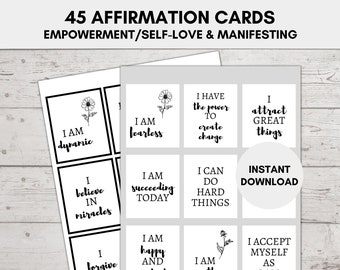 Positive Affirmation Cards Printable, Daily Affirmation Cards, Self Care Cards, Manifestation ...