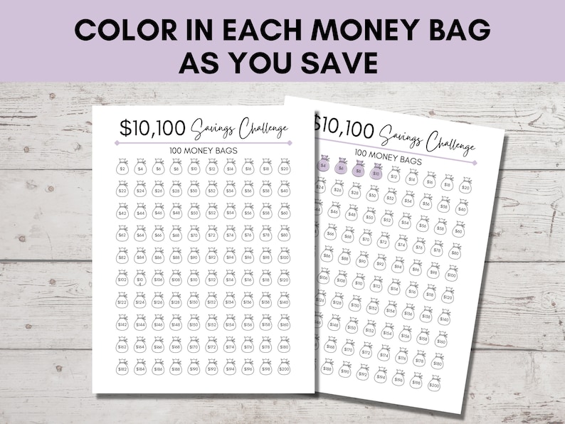 100 Envelope Challenge Printable, 10100 Money Savings Printable ...
