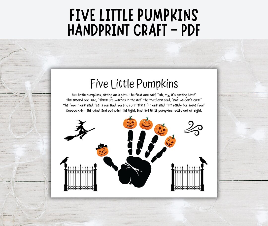 Five Little Pumpkins Handprint Craft, Halloween Handprint Craft ...