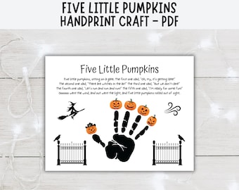 Five Little Pumpkins Handprint Craft, Halloween Handprint Craft ...