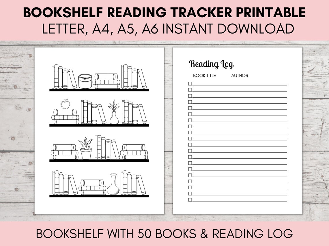 Reading Tracker Printable Bookshelf Reading Log A4 Letter A5 - Etsy