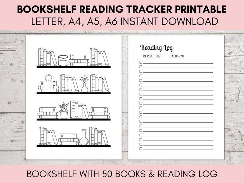 Reading Tracker Printable Bookshelf Reading Log A4 Letter A5 - Etsy