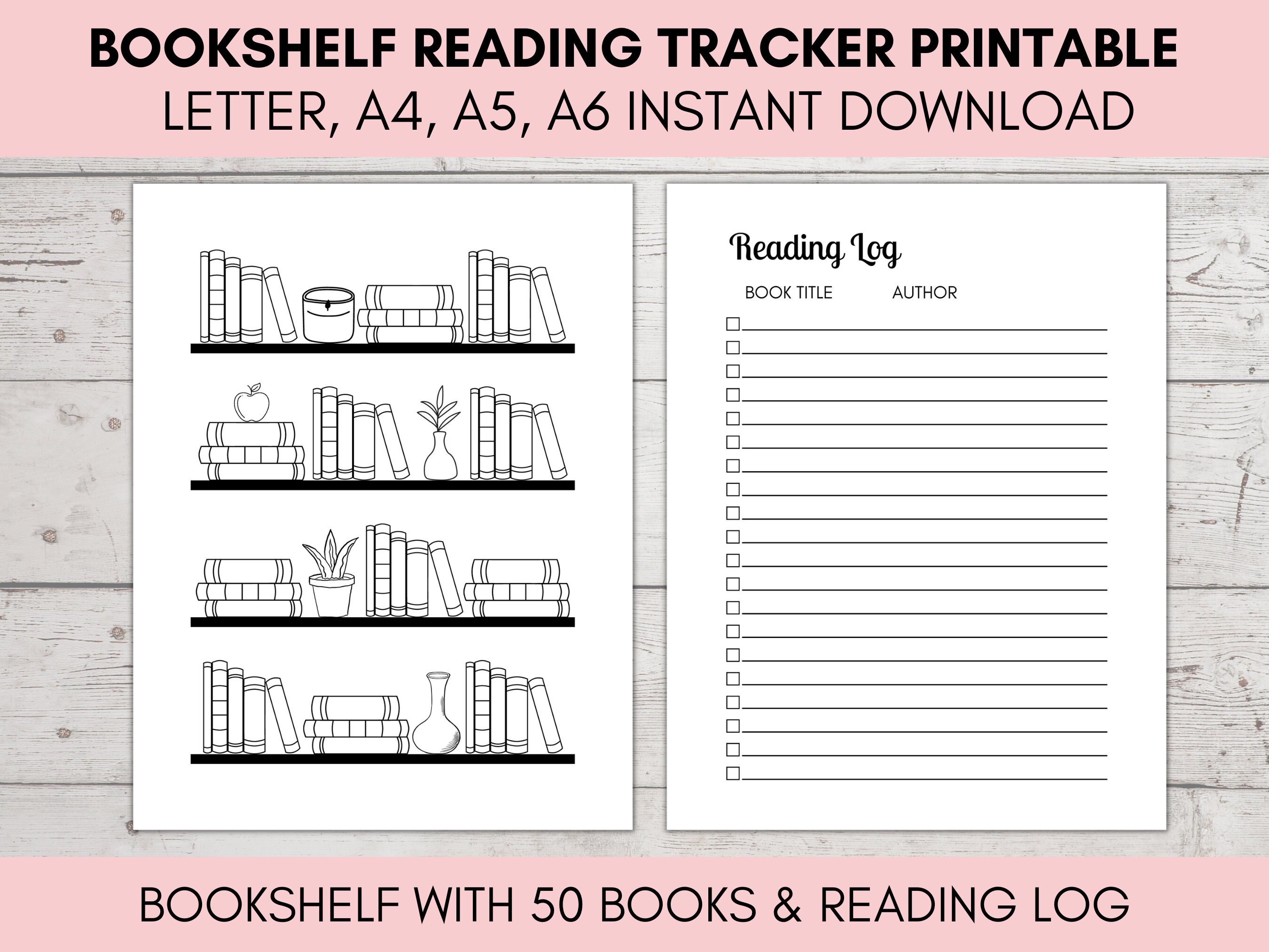 Reading Tracker Printable Bookshelf Reading Log A4 Letter A5 - Etsy