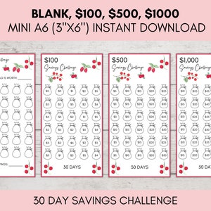 A6 Savings Challenge Printable, Savings Challenge Bundle, A6 Sized Mini ...