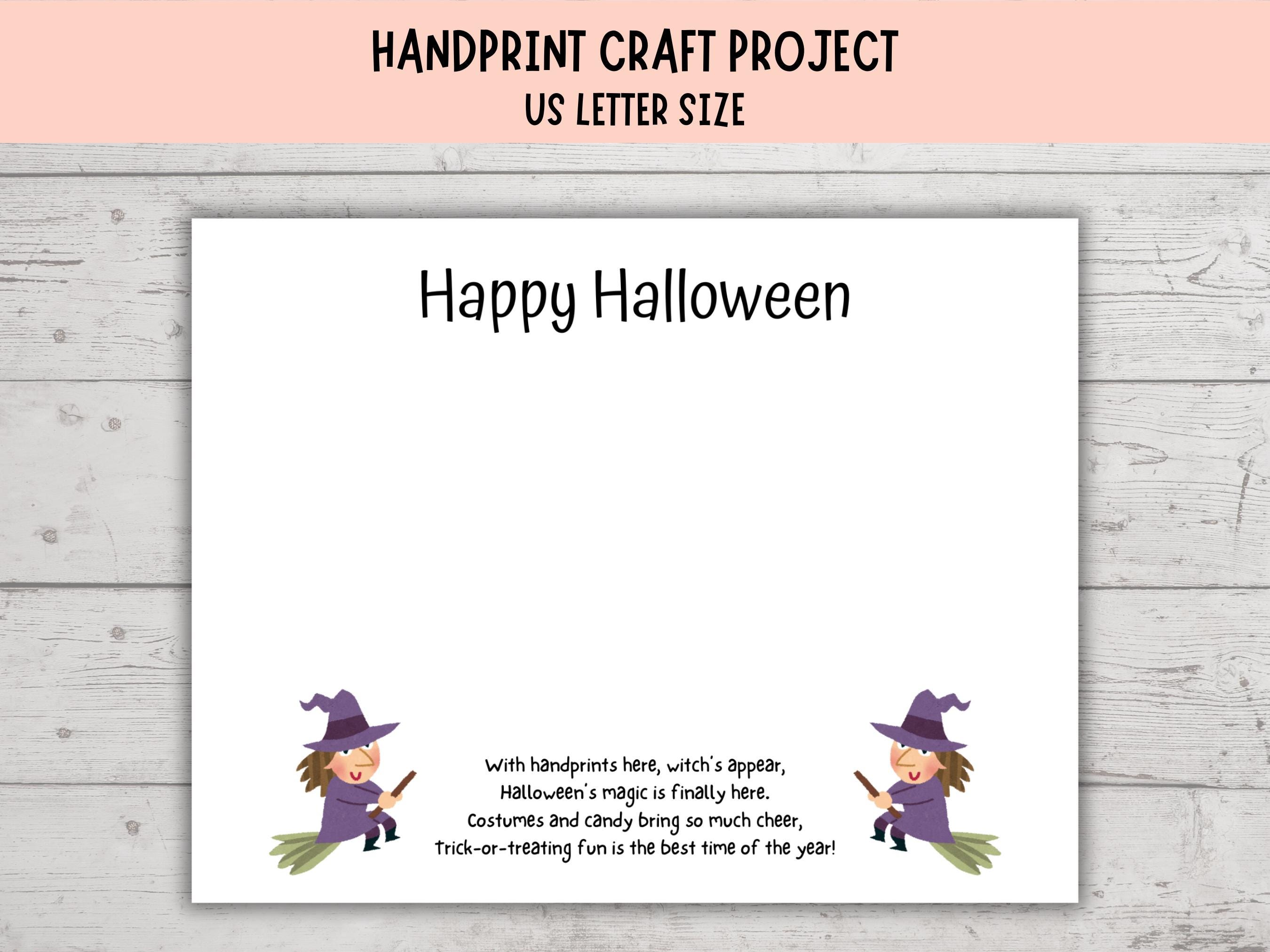Halloween Handprint Craft, Happy Halloween Witch Handprint Art, Autumn ...