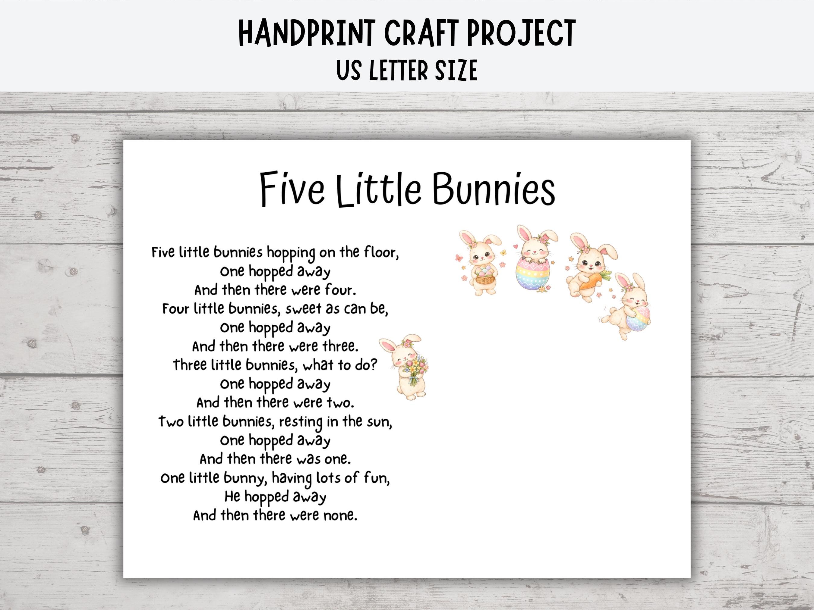 Five Little Bunnies Handprint Craft, Spring Easter Handprint Art for ...