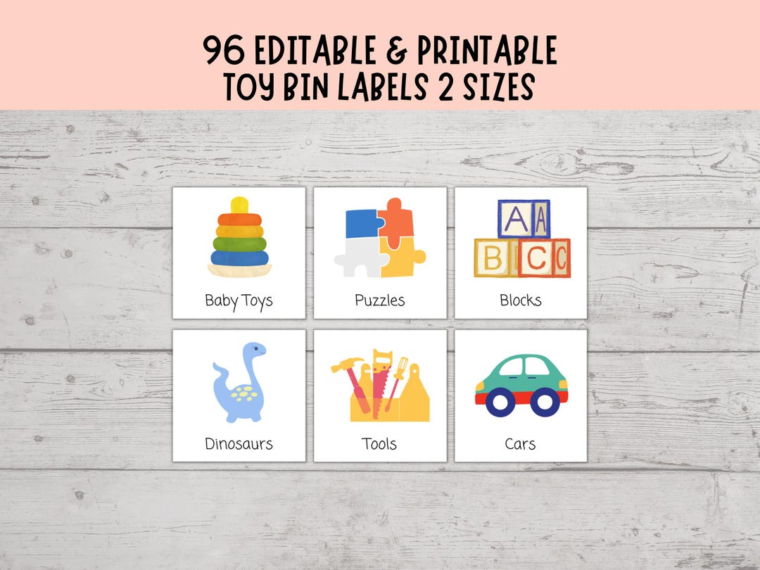 Toy Bin Labels, EDITABLE & PRINTABLE Toy Bin Storage Labels, Visual ...
