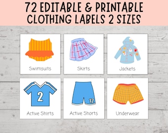 Editable Printable Kids Clothing Dresser Drawers Closet Storage Labels ...