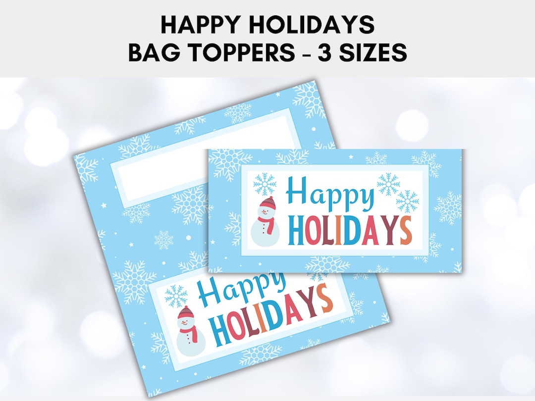 Happy Holidays Treat Bag Topper, Printable Holidays Topper, Cookie Bag ...