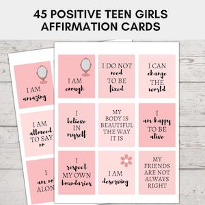 Affirmation Cards Teens, Positive Affirmation Cards for Teenage Girls ...