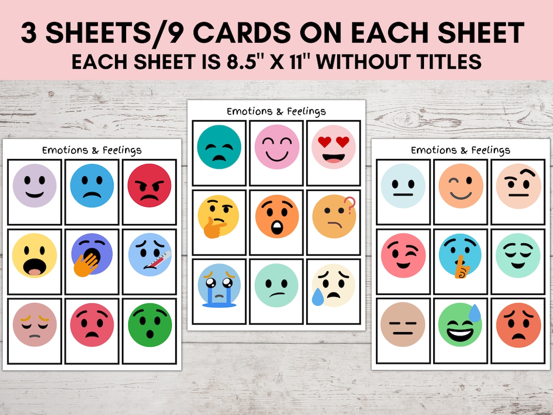 Emotions Flashcards, Emoji Feelings Chart, Flashcard Printable ...