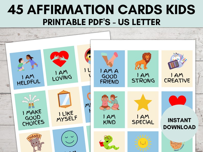 Affirmation Cards for Kids Printable Daily Digital - Etsy