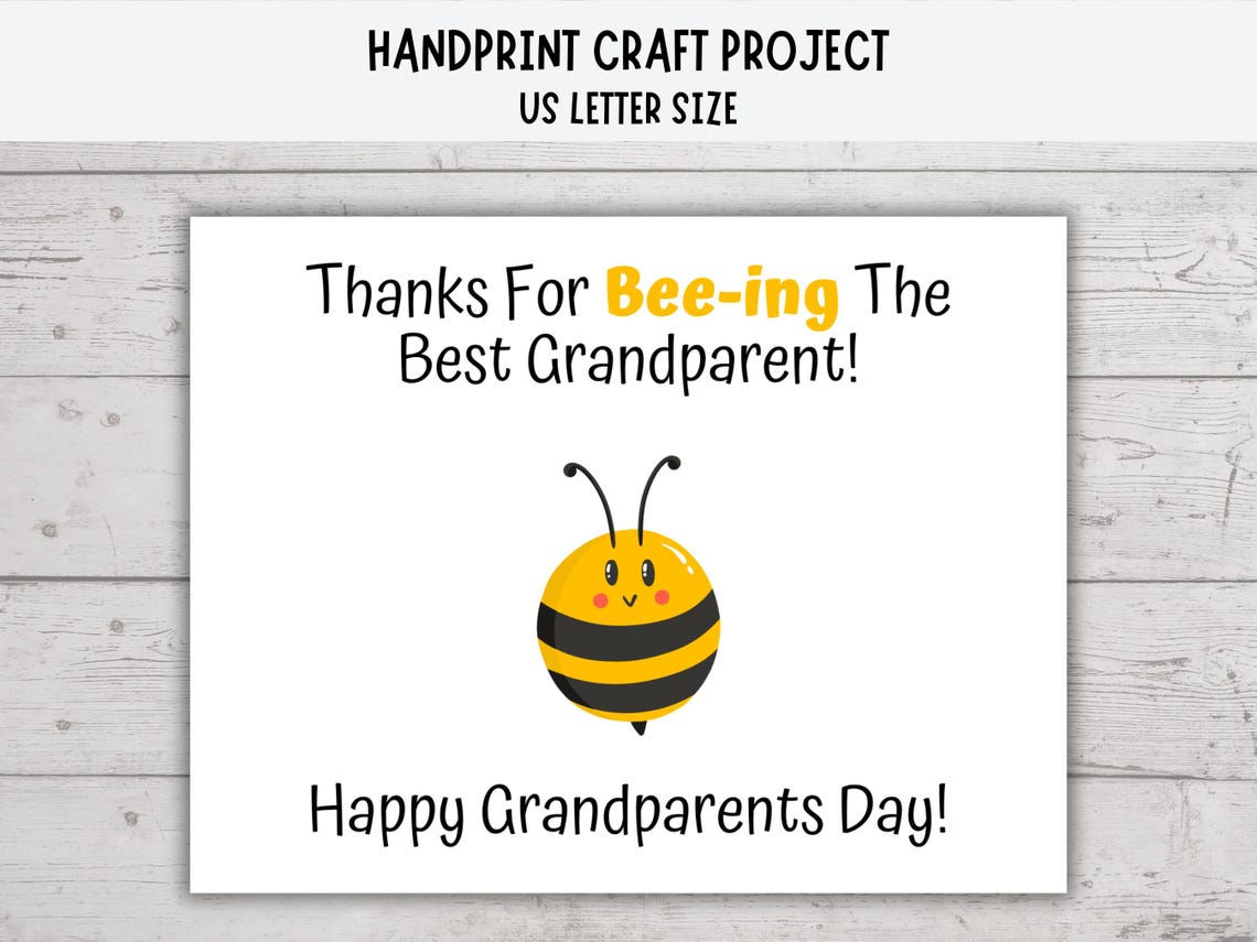 Grandparents Day Handprint Craft, Bee, Happy Grandparents Day Handprint ...