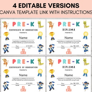Editable Pre-k Graduation Certificate, Printable Pre-k Diploma ...