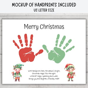 Christmas Handprint Craft, Elf Handprint Template, Merry Christmas ...