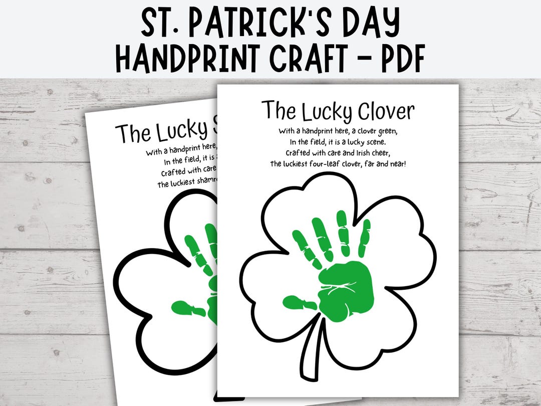 Clover Handprint Craft, St. Patrick's Day Handprint Template, Shamrock ...