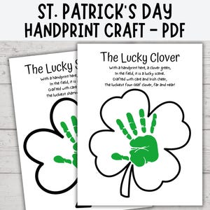 Clover Handprint Craft, St. Patrick's Day Handprint Template, Shamrock ...