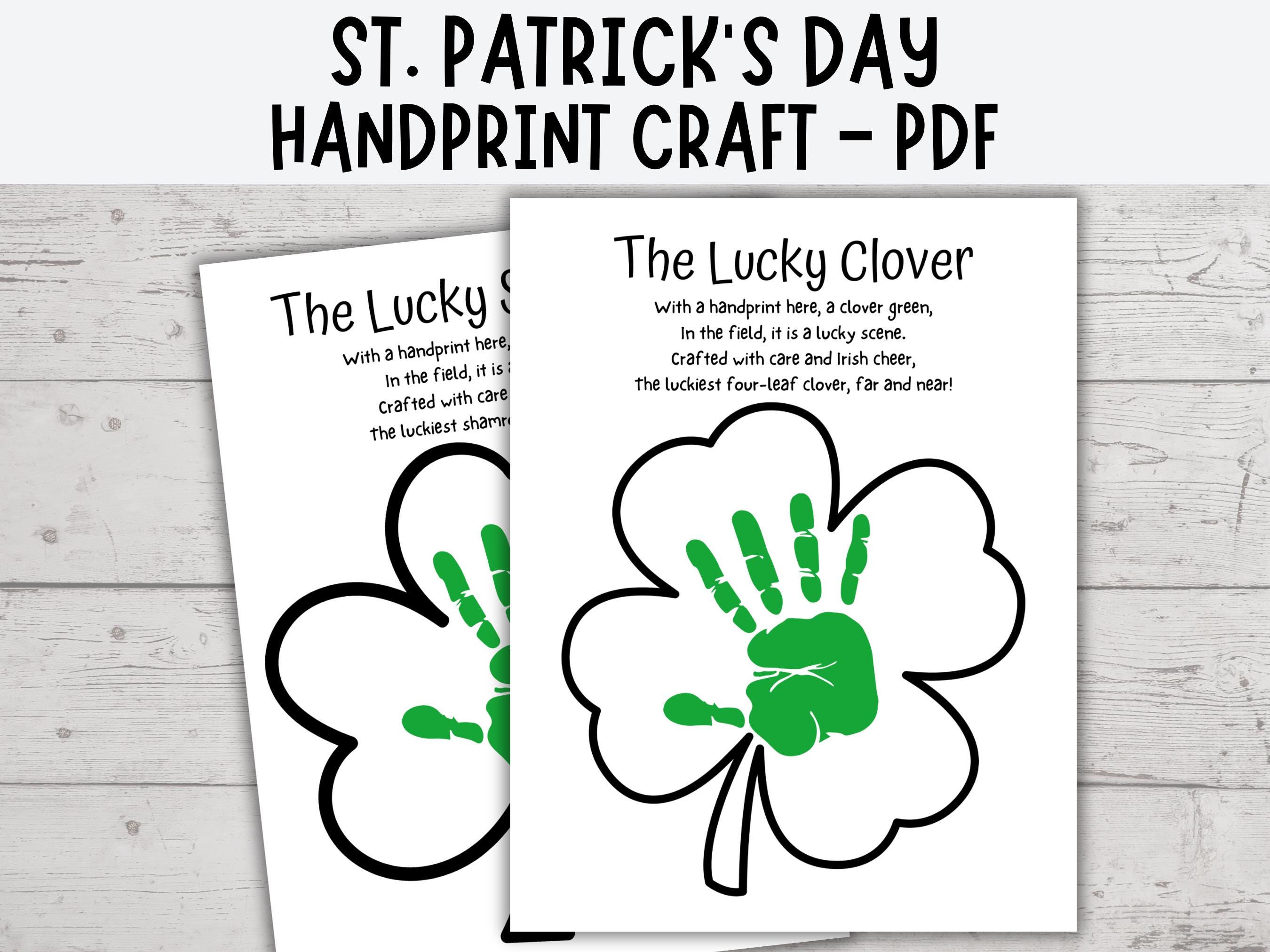 Clover Handprint Craft, St. Patrick's Day Handprint Template, Shamrock ...