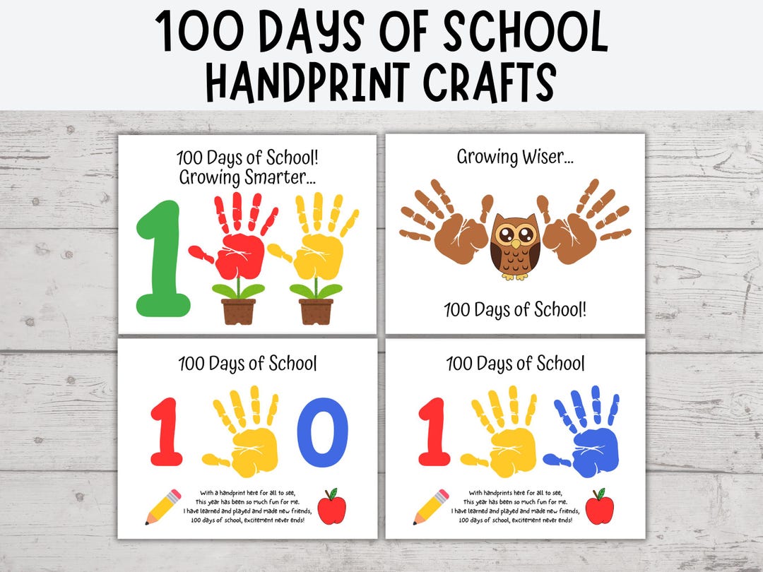 100 Days of School Handprint Art, 100 Days of School Handprint Crafts ...