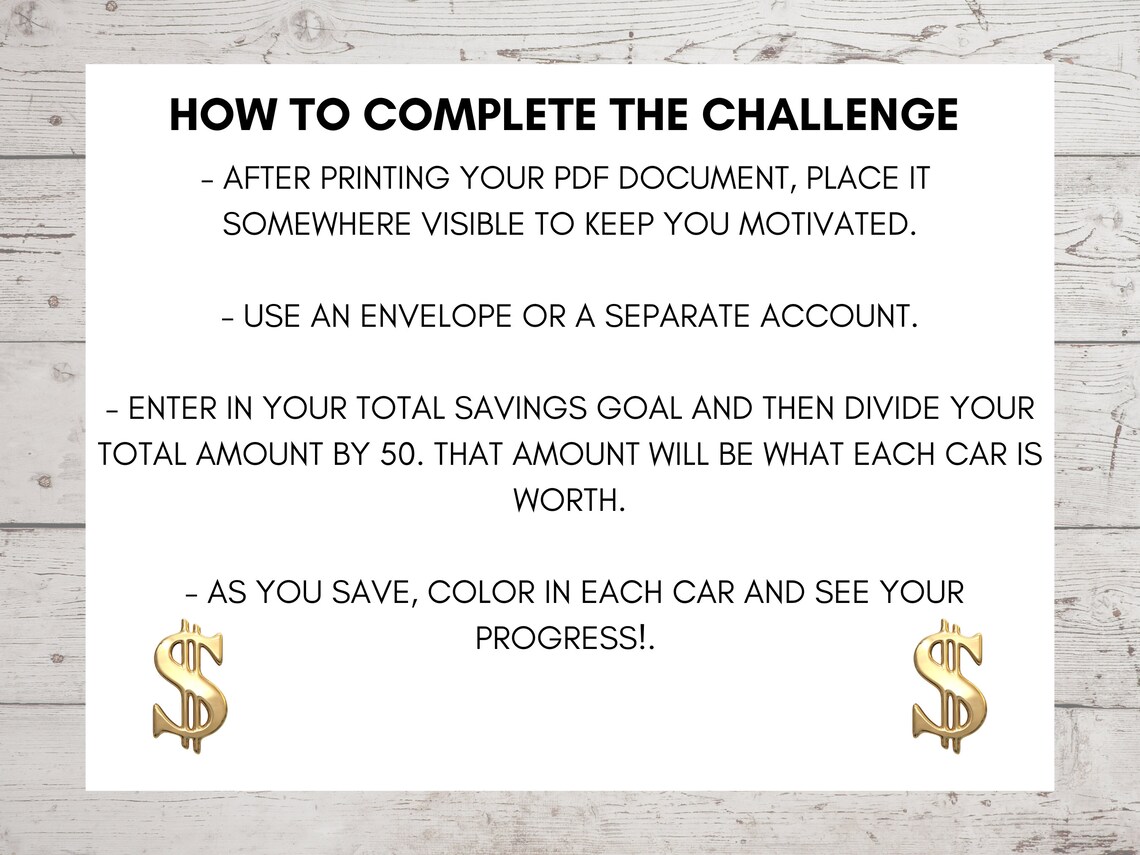 Car Fund Savings Printable, Car Fund Tracker, Money Saving Challenge ...