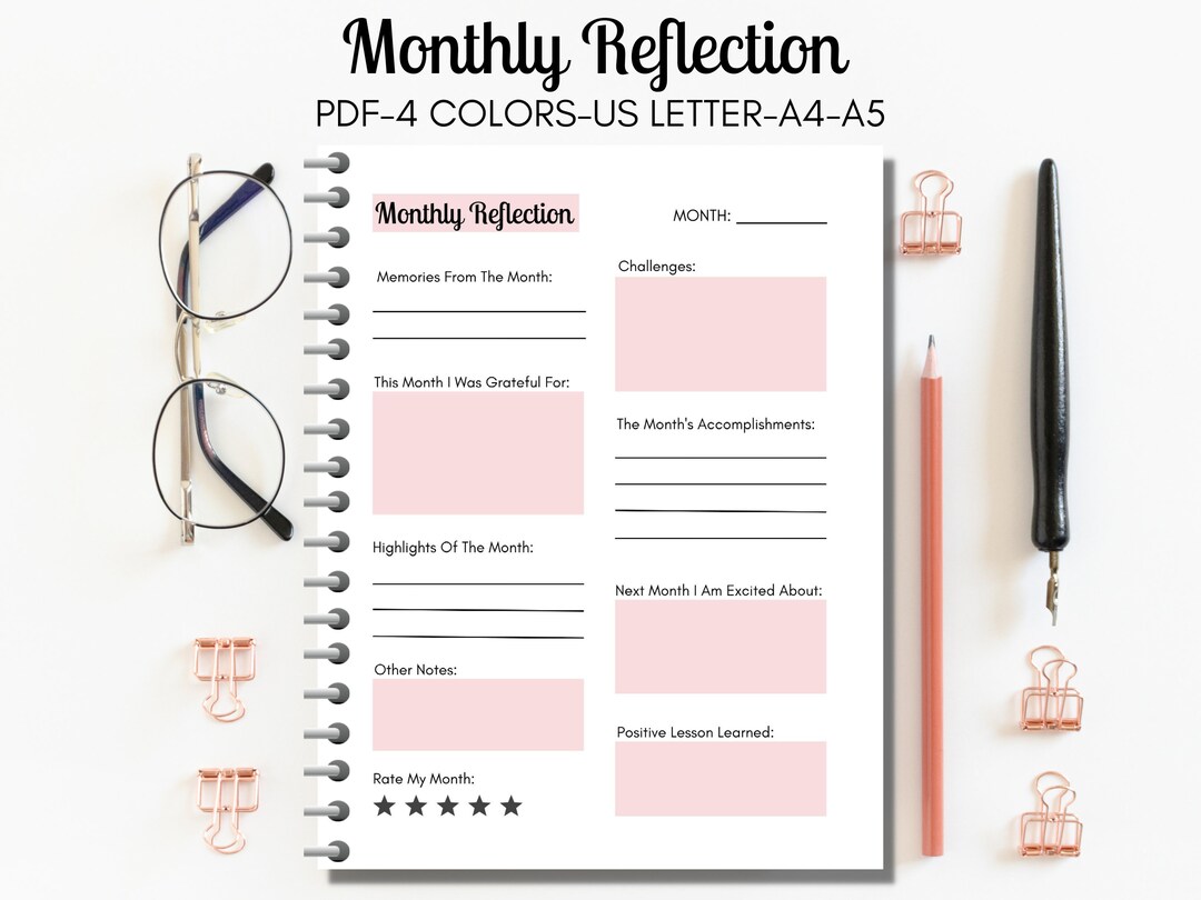 Monthly Review, Monthly Reflection, Monthly Evaluation, Monthly Summary ...