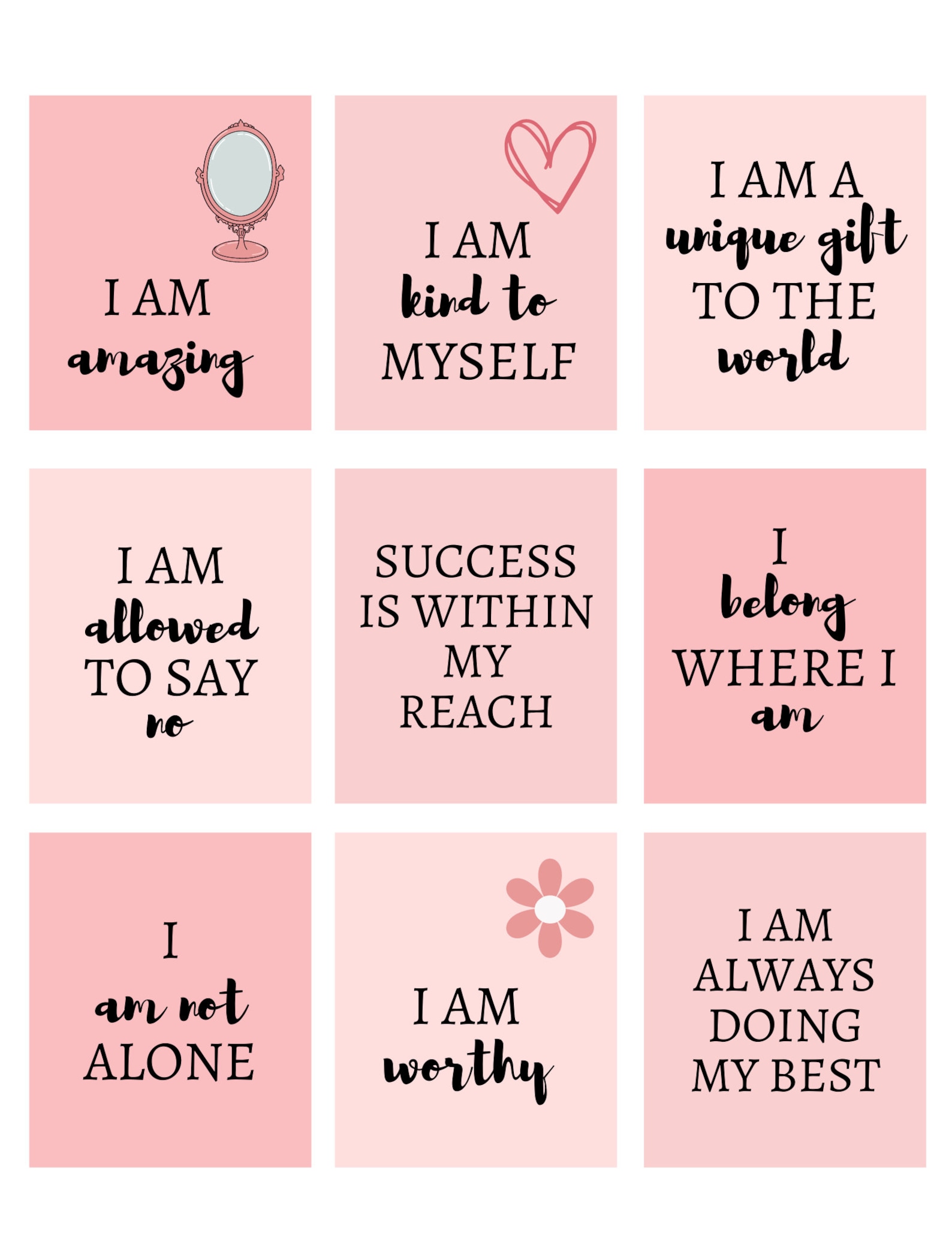 Affirmation Cards Teens, Positive Affirmation Cards for Teenage Girls ...