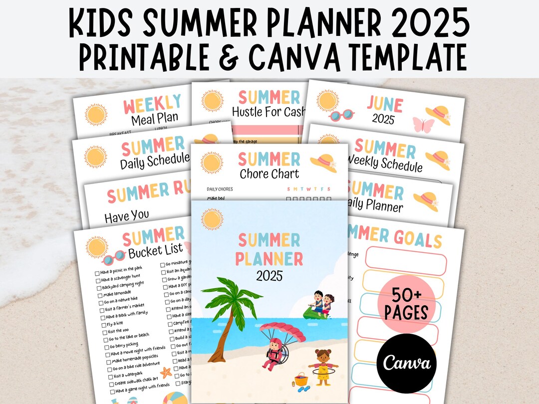 Summer Planner for Kids, 2025 Printable, Editable Canva Template ...