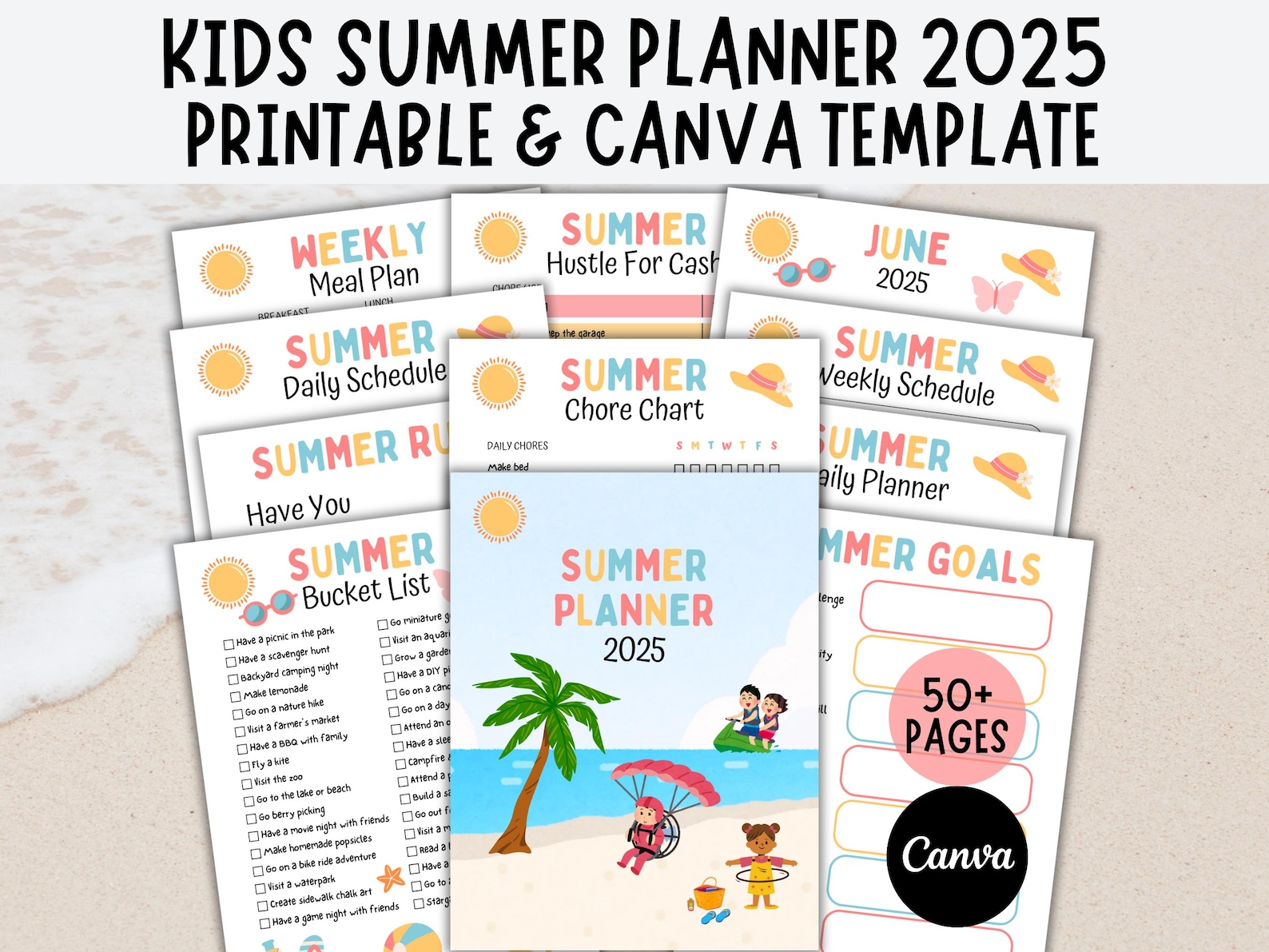 Summer Planner for Kids, 2025 Printable, Editable Canva Template ...