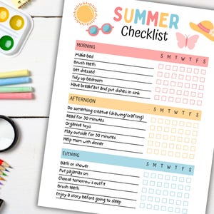 Summer Checklist for Kids Printable, Editable Summer Checklist for Kids ...