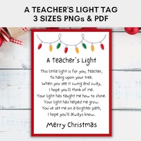 A Teachers Light Gift Tag Editable Template, Teacher Christmas Ornament ...